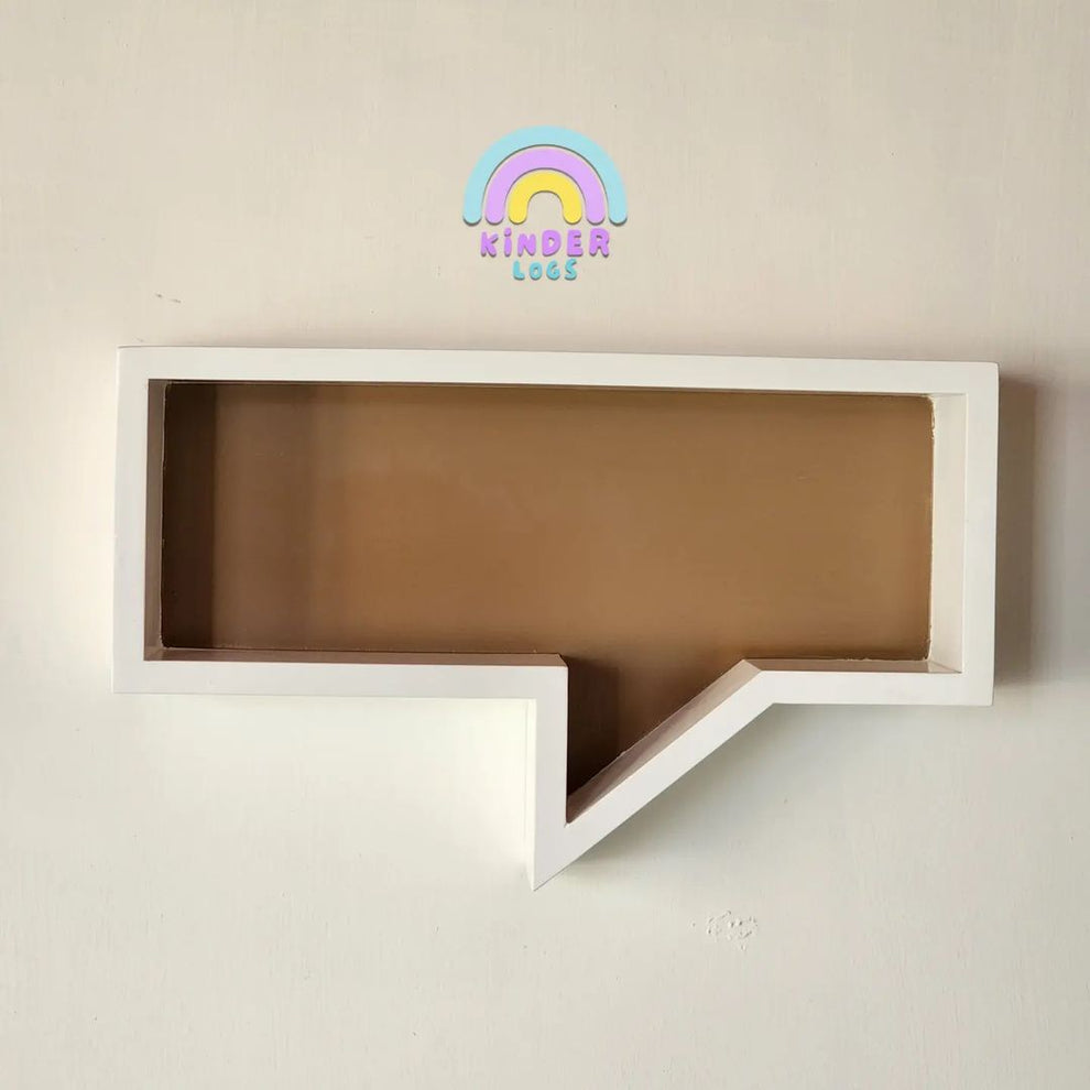 Callout Wall-Hanging Shelf - White + Chocolate Brown - Buy At Kinder Logs