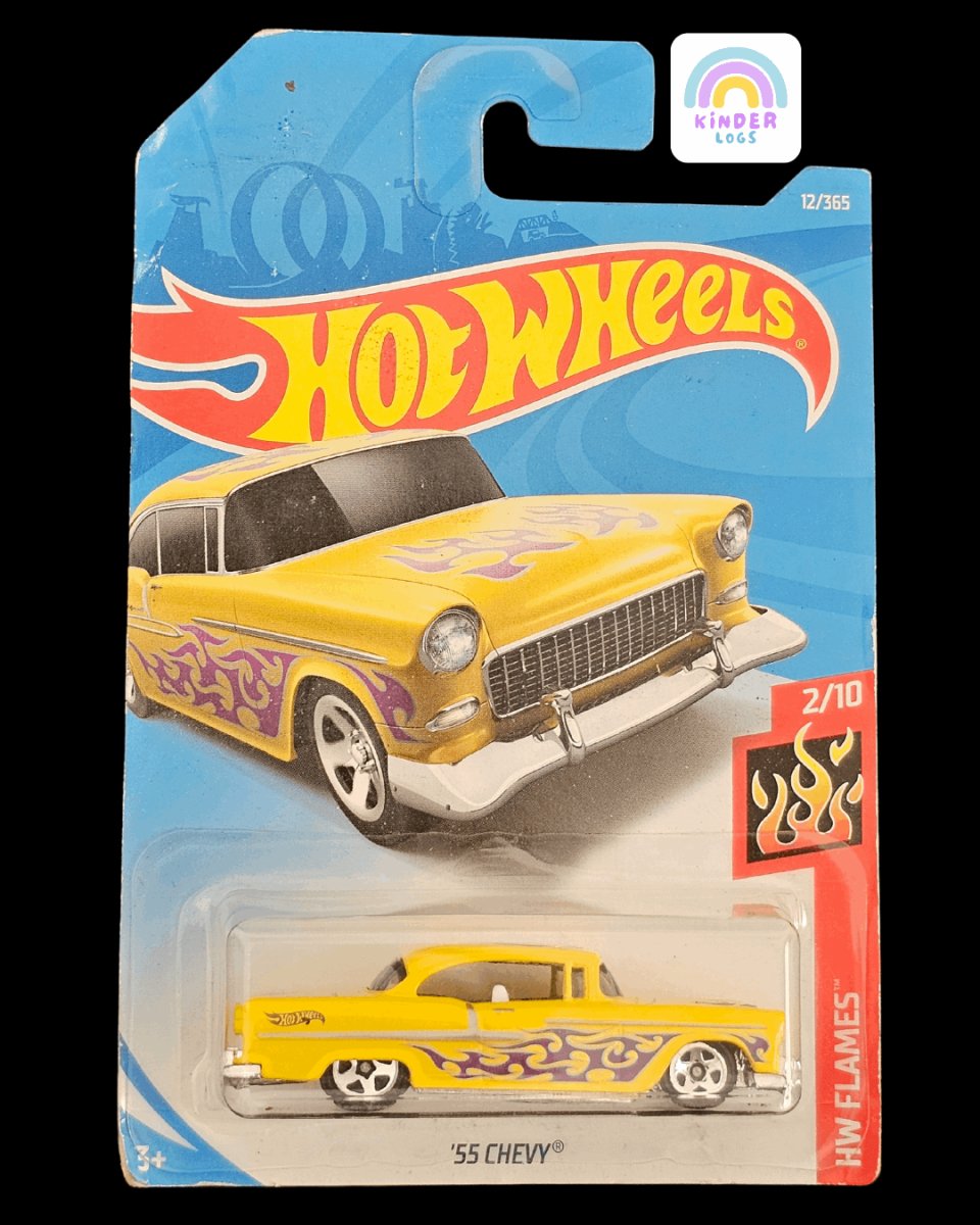 Hot Wheels 1955 Chevy - Flames Series (Yellow) - Buy At Kinder Logs