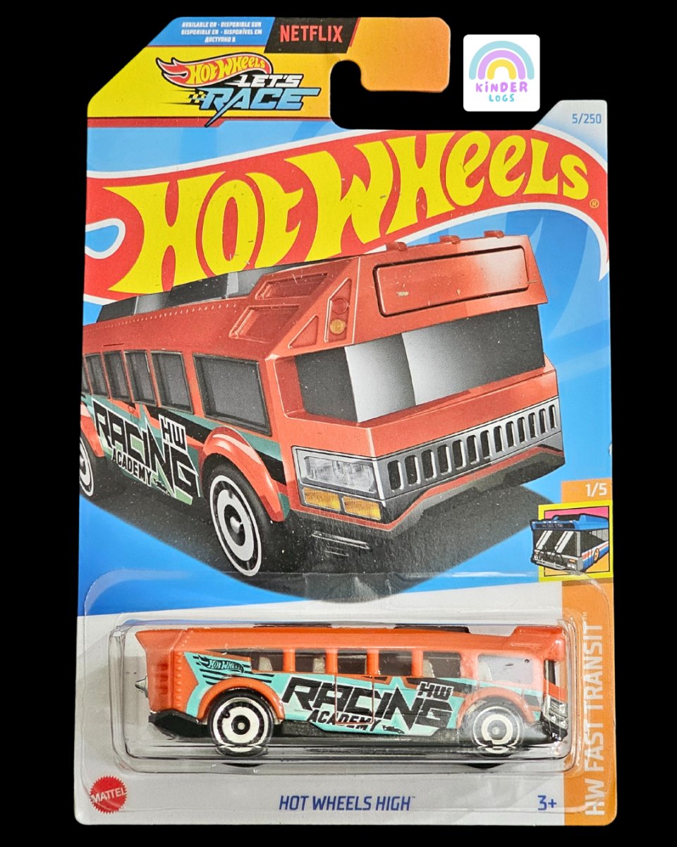 Hot Wheels High Racing Academy Bus (Orange) - Buy at Kinder Logs in India