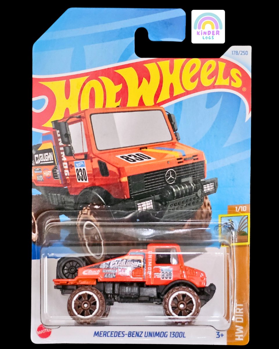Hot Wheels Mercedes-Benz UNIMOG 1300L (Orange) | Kinder Logs