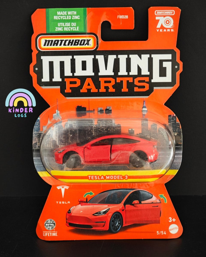 Matchbox Moving Parts Tesla Model 3 Sedan - Buy At Kinder Logs