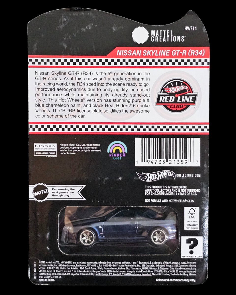 RLC Hot Wheels Nissan Skyline GT-R (R34) - Buy At Kinder Logs